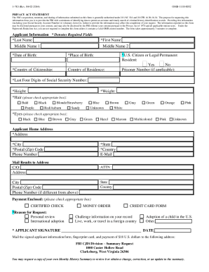 Fillable Online Identity History Summary Checks Review - FBI Forms Fax ...