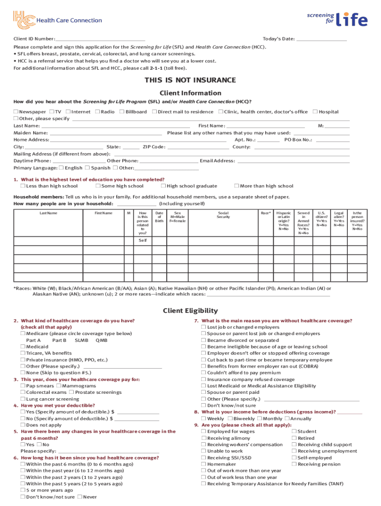 Fillable Online dhss delaware PDF Screening for Life/Health Care ...