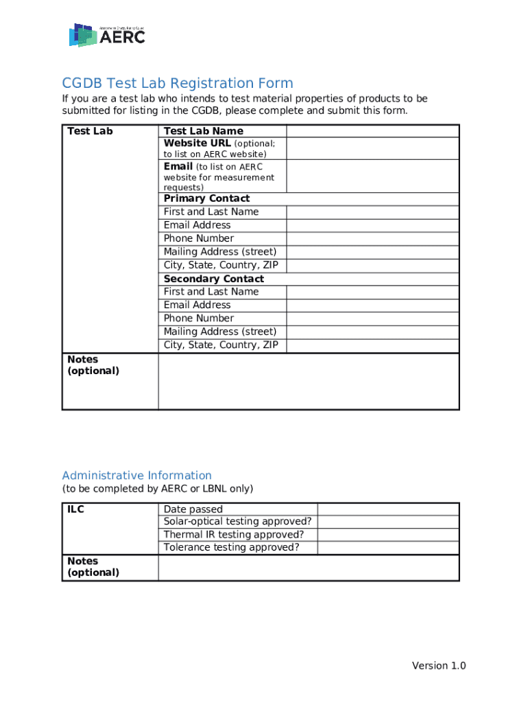 CGDB Test Lab Registration - AERC - windows lbl Doc Template | pdfFiller