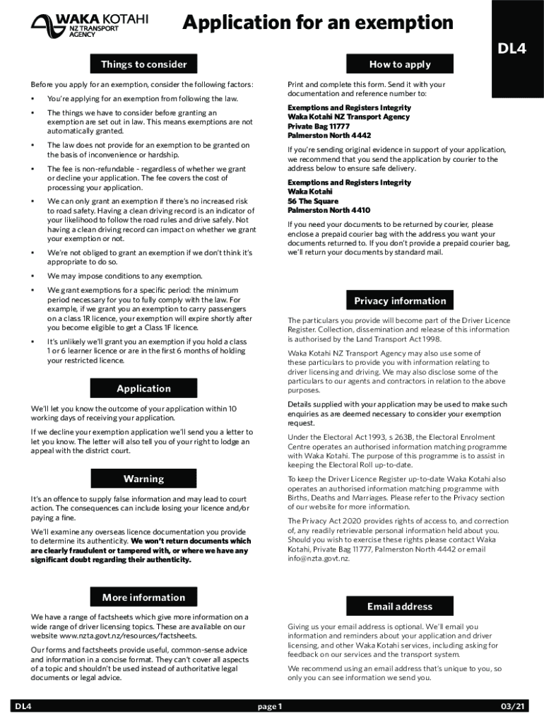 Fillable Online 2016-2020 Form NZ DL4 Fill Online, Printable, Fillable ... Fax Email Print ...
