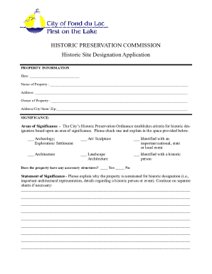 Fillable Online Application for Historic Designation of a Structure ...