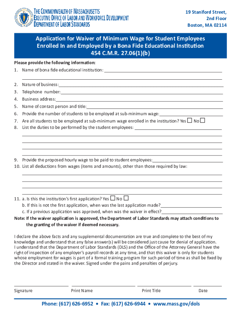 Fillable Online Fill - Free fillable Department of Labor Standards ...