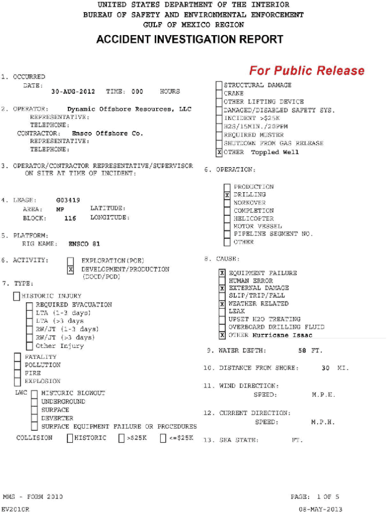 Fillable Online Gulf Coast Oil Spill Investigation ReportU.S ...
