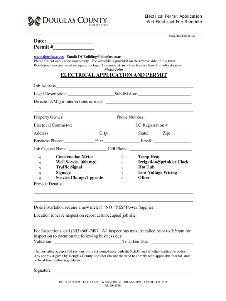 Fillable Online Electrical Permit Application and Electrical Fee ...
