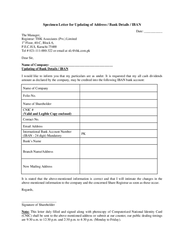 Fillable Online Fillable Online Letter for Updating of Bank Details ...