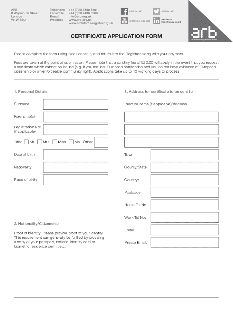 Fillable Online arb org Reg-Certificate-Application.pdf Fax Email Print ...