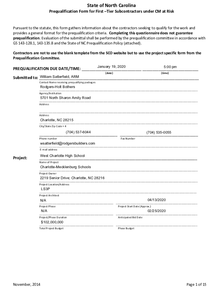 Fillable Online Prequalification for First-Tier Subcontractors on ...