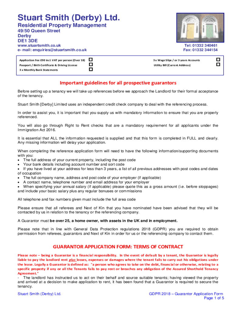 Fillable Online Stuart Smith - Letting Agents Derby Fax Email Print ...