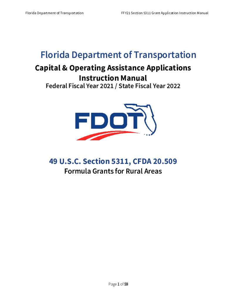 Fillable Online Section 5311 Application Instruction Manual FFY21 ...