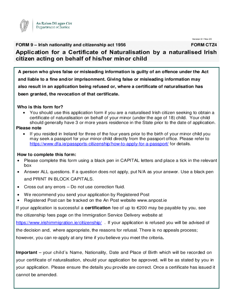 Fillable Online intention to retain irish citizenship Fax Email Print ...