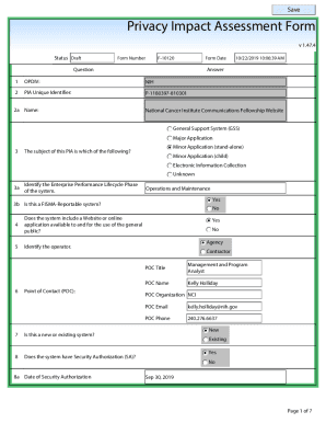 Fillable Online Privacy Impact Assessment Form Fax Email Print - pdfFiller