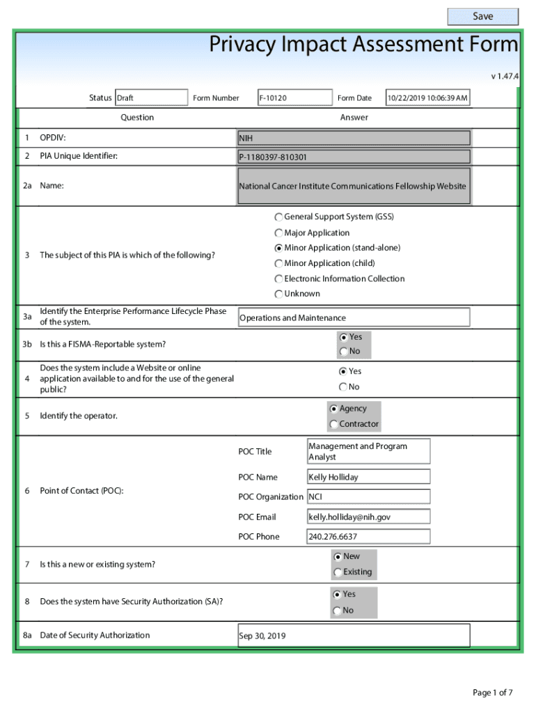 Fillable Online Privacy Impact Assessment Form Fax Email Print - pdfFiller