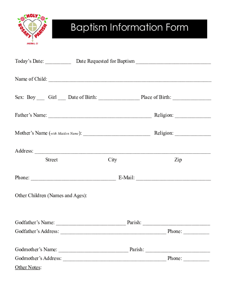 Fillable Online Baptism Registration Form.pub (Read-Only) Fax Email ...