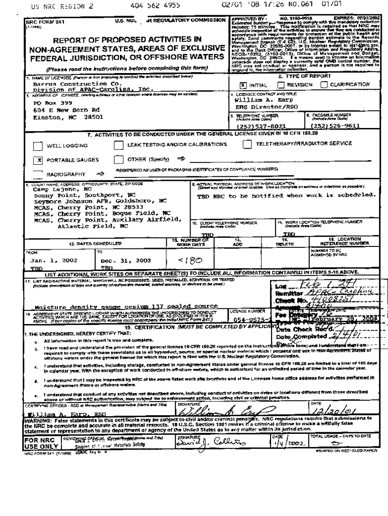 Fillable Online Barrus Construction Co. Form 241 Initial Clarification ...