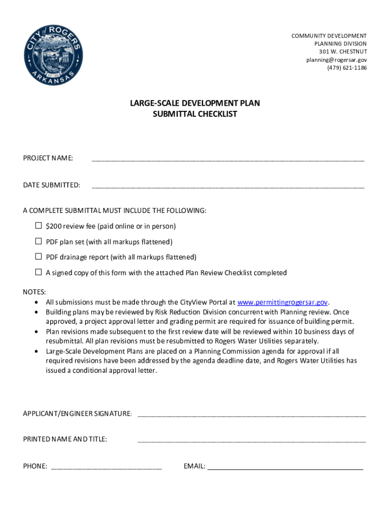 Fillable Online LARGE-SCALE DEVELOPMENT PLAN SUBMITTAL CHECKLIST Fax ...