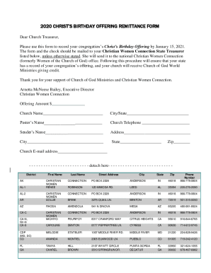 Fillable Online 2002 CHRISTS BIRTHDAY OFFERING REMITTANCE FORM Fax ...