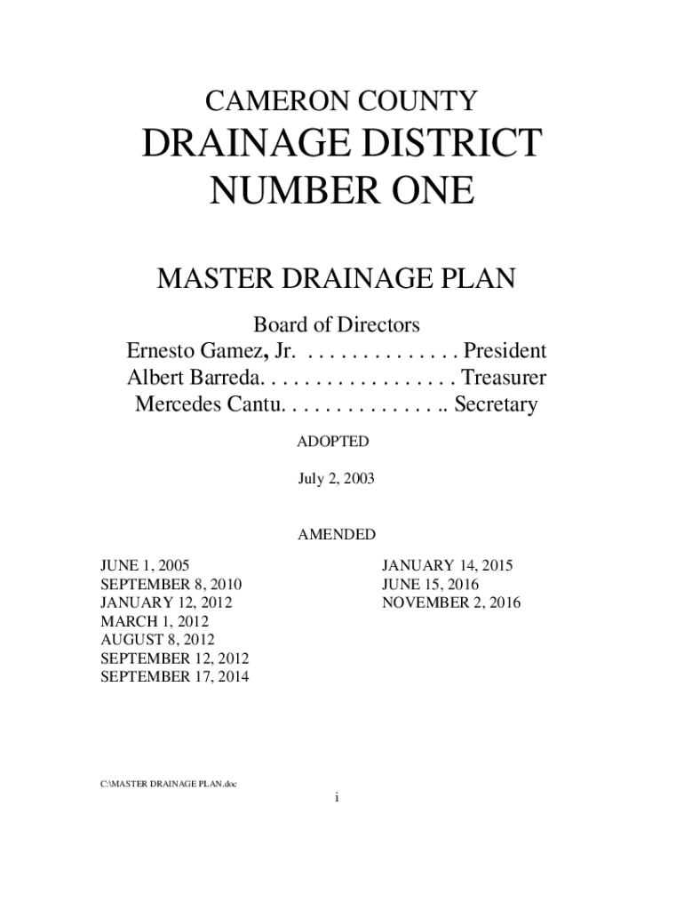 Fillable Online Fillable Online co cameron tx MASTER DRAINAGE PLAN.doc ...