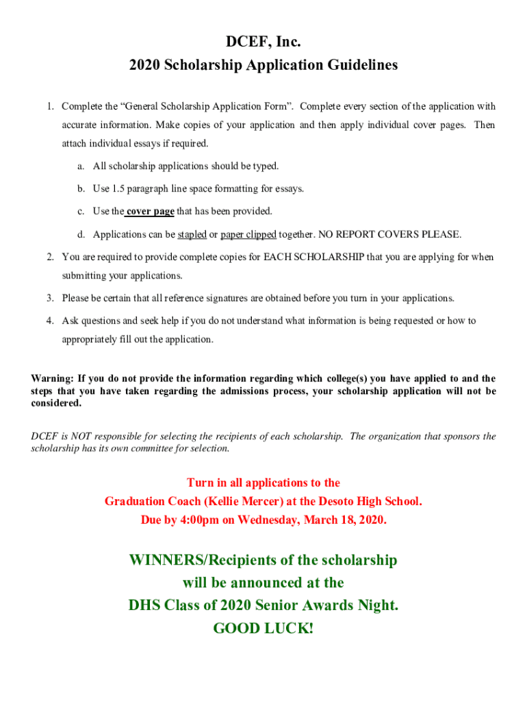 Fillable Online Scholarship Form 2020 21 Scholarship Forms Online