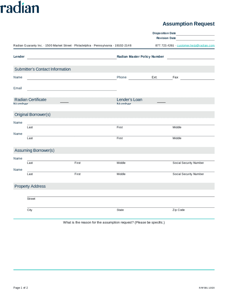 Assumption Request. MI Doc Template | pdfFiller