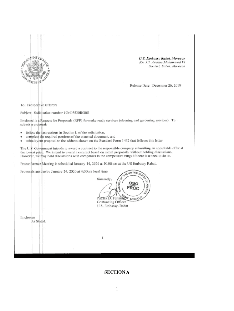 Fillable Online ma usembassy SECTION A: STANDARD FORM 1442 OMB APPROVAL ...