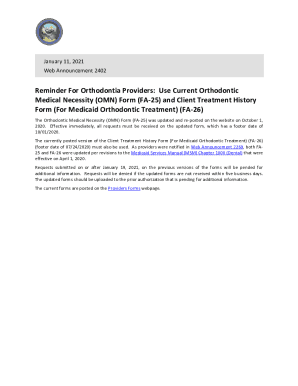 Fillable Online Use Current Orthodontic Medical Necessity (OMN) Form ...