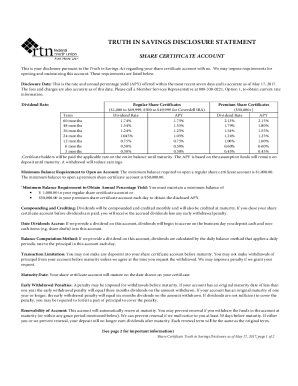 Fillable Online Truth-In-Savings Disclosure: Certificate Account :: Sun ...