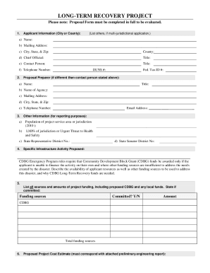Fillable Online ded mo Long-Term Recovery Project Proposal Form Fax Email Print - pdfFiller