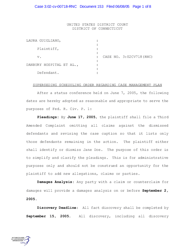 Fillable Online Case 3:02-cv-00718-RNC Document 153 Filed 06/08/05 Page ...