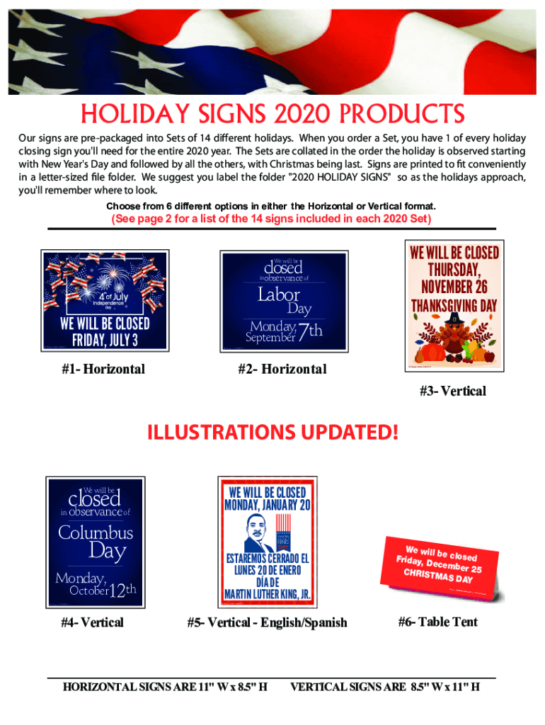 Fillable Online Holiday Signs USAbusiness holiday closing signsHoliday ...