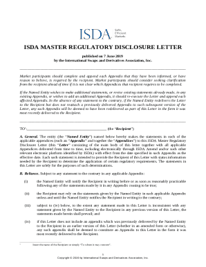 ISDA MASTER REGULATORY DISCLOSURE LETTER published on 7 ... Doc ...