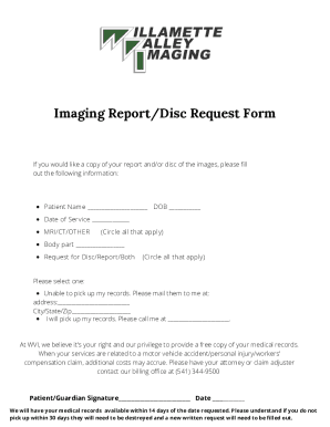 Fillable Online Imaging Report/Disc Request Form Fax Email Print ...