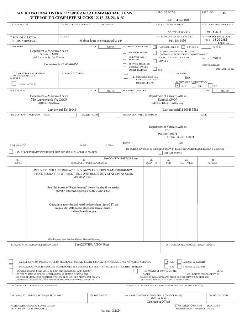 SECTION 1 - THE SCHEDULE SF-1449 Doc Template | pdfFiller