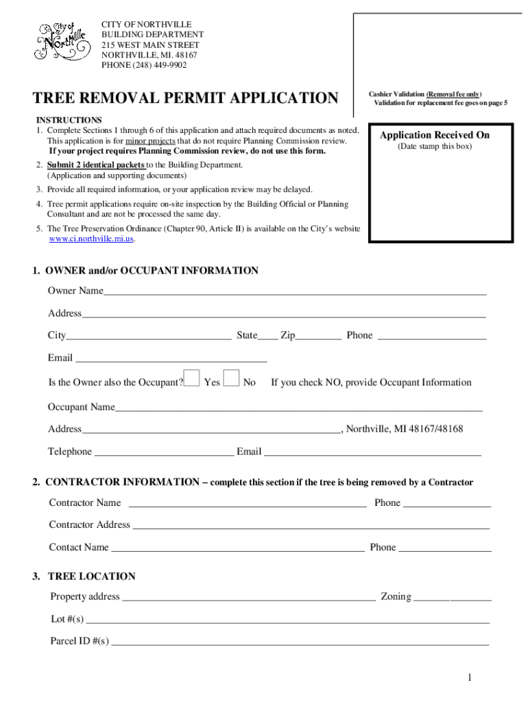 Fillable Online Fillable Online tree removal permit application - City ...