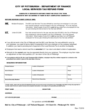 Fillable Online apps pittsburghpa Local Services Tax Refund Form Fax ...