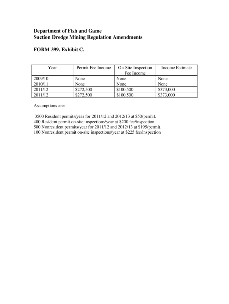 Fillable Online Form 399 Exhibit C. Form 399 Exhibit C Fax Email Print ...