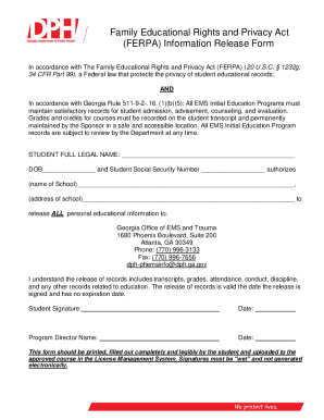 Fillable Online Family Educational Rights and Privacy Act (FERPA) Information ... Fax Email ...