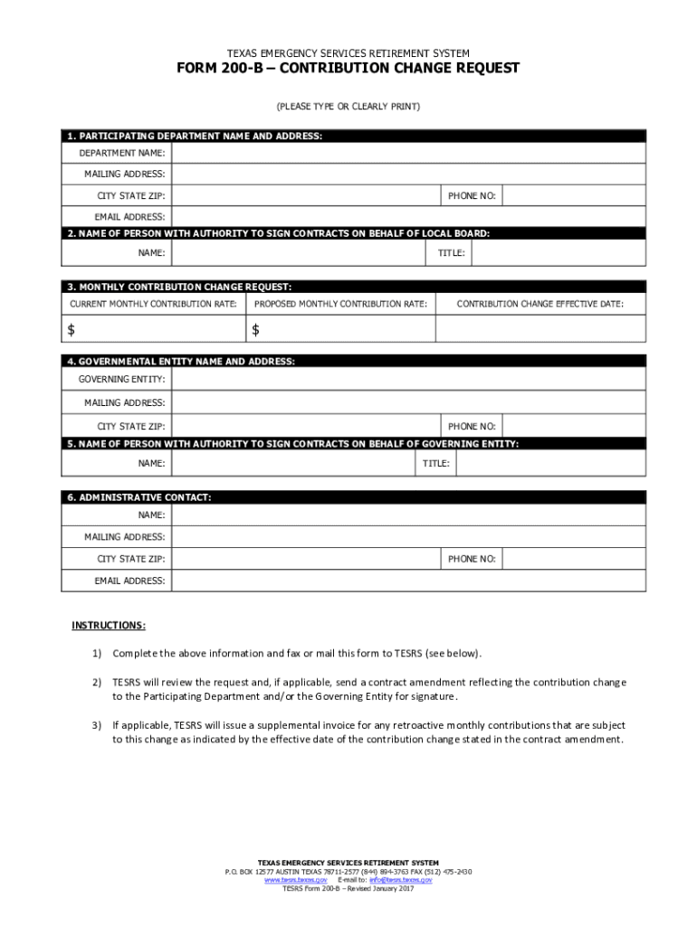 Fillable Online TEXAS EMERGENCY SERVICES RETIREMENT SYSTEM FORM 200-B ...