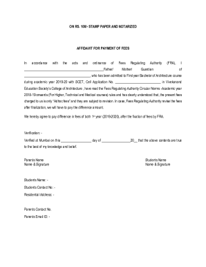 Fillable Online ON RS. 100/- STAMP PAPER AND NOTARIZED AFFIDAVIT FOR ...