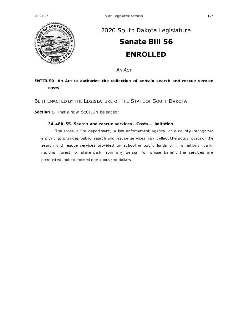 Fillable Online SDLRC - 2020 Senate Bill 56 - SD Legislature authorize ...