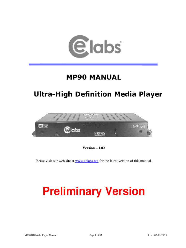 Fillable Online UHD Media Player Quick Start Guide - CE labs Fax Email ...