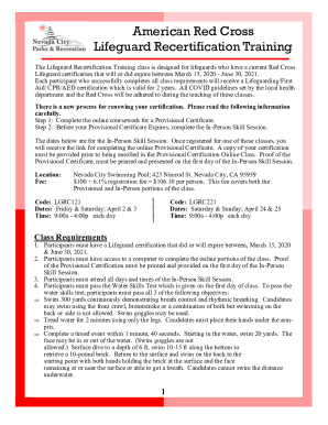 Fillable Online American Red Cross Lifeguard Recertification Training ...