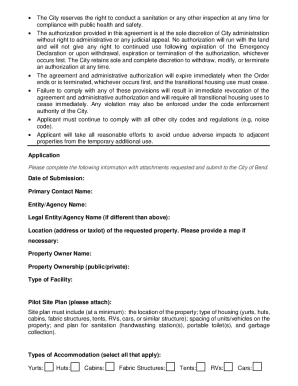 Fillable Online Pilot Plan Agreement - Temporary Transitional Housing ...