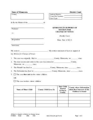 Fillable Online Petition And Affidavit For - Mncourts - Fill and Sign ...