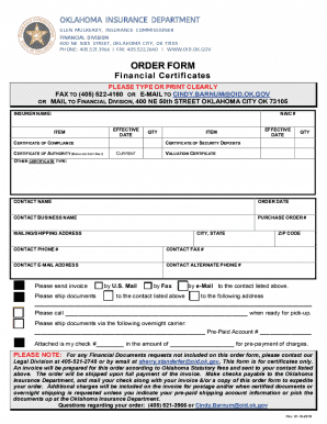 Fillable Online Financial Certificate Order Form Fax Email Print ...