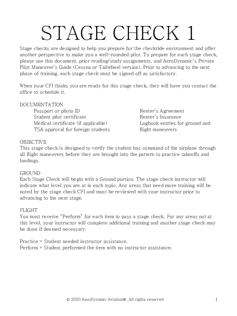 Stage Check Aviation - Fill Online, Printable, Fillable, Blank | pdfFiller
