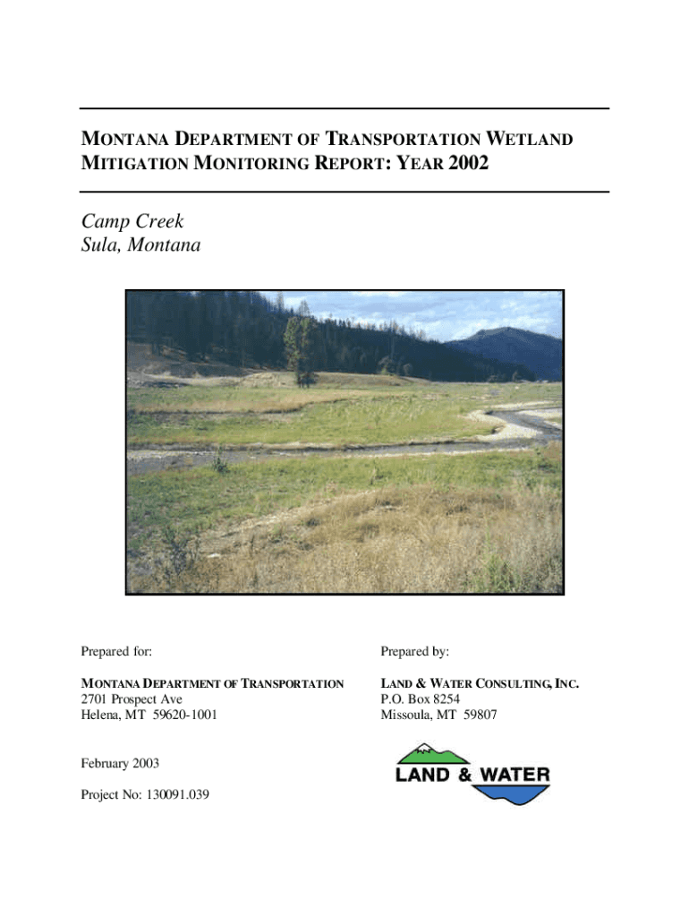 Fillable Online Wetland Mitigation Monitoring Reports - Montana ...