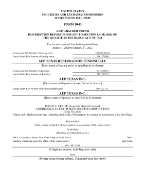 Fillable Online FORM 10-D AEP TEXAS RESTORATION FUNDING LLC Fax Email Print - pdfFiller