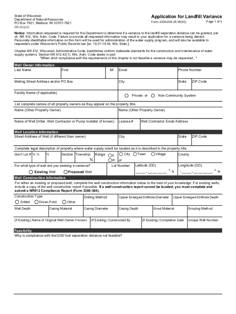 Fillable Online dnr wi Form 3300-209 .pdf Fax Email Print - pdfFiller