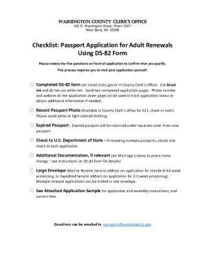 Fillable Online Checklist: Passport Application for Adult Renewals ...