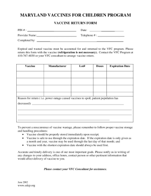 Fillable Online VACCINE-RETURN-FORM.doc Fax Email Print - pdfFiller